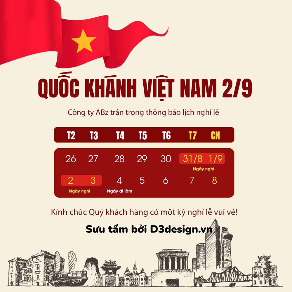 D3Design - Tải Các Mẫu File PSD/EPS Thông Báo Nghỉ Lễ Quốc Khánh 2-9